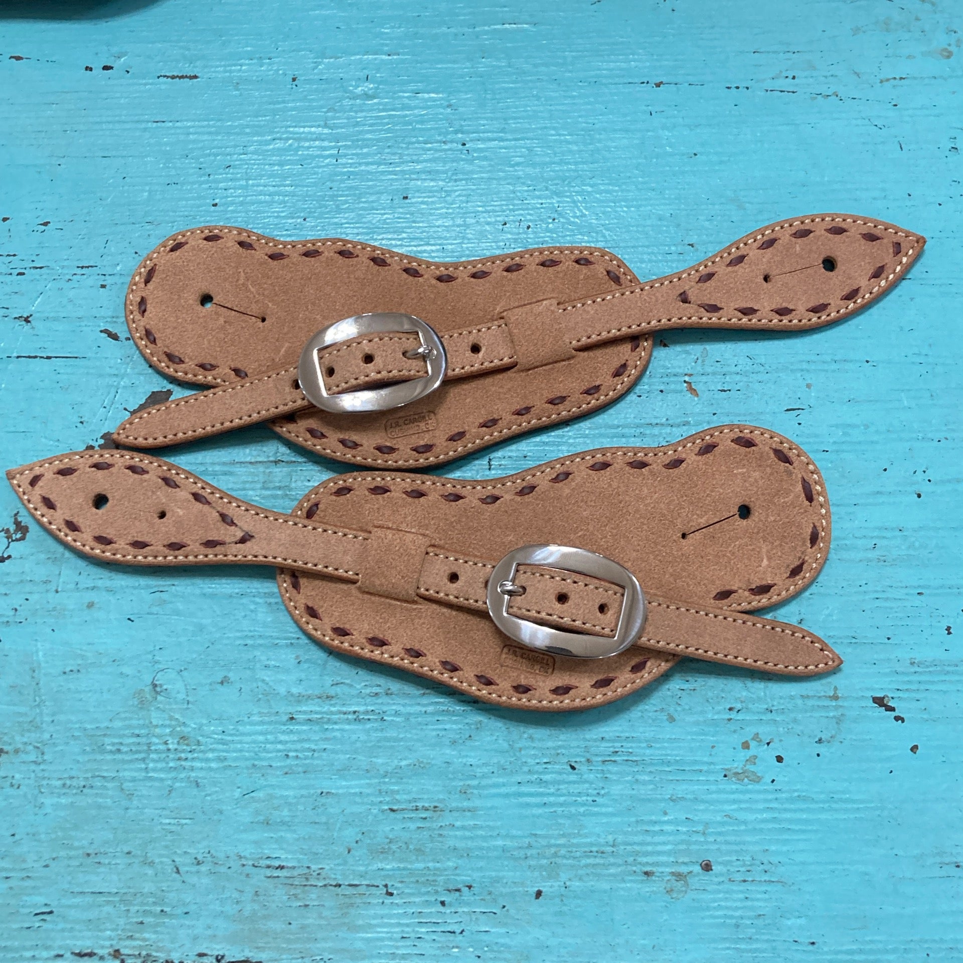 Rough Out Buckstitched Spur Straps With Buckels | Cargill Custom Leather