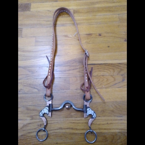 Split Ear Headstall With White Buckstich And A Zane Griffin Solid Port ...
